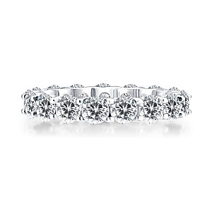 AINUOSHI Round Cut 4.0mm Full Eternity Bands Cubic Zirconia Wedding Band for Women Platinum Plated Sterling Silver Anniversary Ring (6.5)