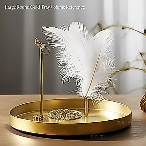 ZODIFEVI Gold Round Trays, 12 Inch Large Round Gold Serving Tray, Gold Tray Decorative, Gold Serving Tray, Decorative Tray for Jewelry, Makeup, Candle, Toiletry, Kitchen Tableware, Bar, Cafe (Large)