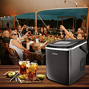 BOSALY Ice Maker Machine, 26lbs 24h Ice Cube Maker, Electric Ice Maker Portable with Ice Scoop and Basket, Perfect for Home/Kitchen/Office/Bar, Black