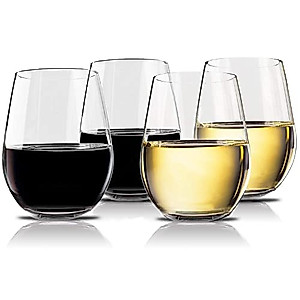 Vivocci Unbreakable Elegant Plastic Stemless Wine Glasses 20 oz | 100% Tritan Heavy Base | Shatterproof Glassware | Ideal For Cocktails & Scotch | Perfect For Homes & Bars | Dishwasher-Proof, Set of 4