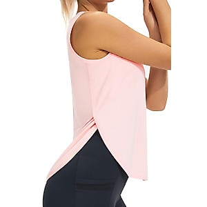 JOYSPELS Ice Silk Workout Tank Tops for Women Cool-Dry Sleeveless Loose Fit Yoga Shirts Athletic Pink