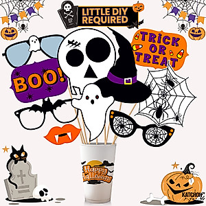 KatchOn, Scary Halloween Photo Booth Props - Large, Pack of 22 | Hocus Pocus Halloween Photo Props for Photoshoot | Halloween Selfie Props | Halloween Picture Props for Halloween Party Decorations