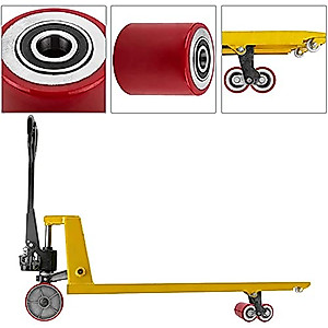 Lyplus Pallet Jack/Truck Load Wheels Set (2 pcs) 3" x 3.75" with Bearings ID 20mm Poly Tread Red - A Pair (Red)