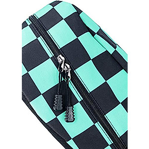 Roffatide Anime Demon Slayer Backpack Black Green Plaid School Bag Large Capacity Laptop Back Pack