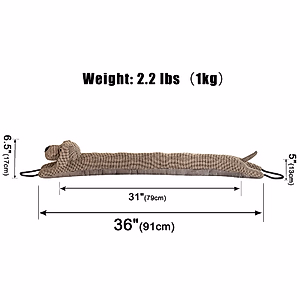Marwood Under Door Draft Stopper Decorative Wind Stopper 36 inch for Door & Window, Weighted Animal Air Draft Stopper Snake Noise Blocker for Bottom of Door with Hanging Loops - Brown Dog