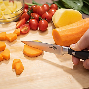 KUMA Essentials Kitchen Knife Set - Classic 3 Piece Collection - 8" Chef's Knife, 3.5" Paring Knife, and 8" Honing Rod - Knives Set Without Block or Roll Bag - Conquer Your Kitchen