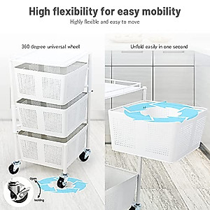 WINTECY 4 Tiers Rotating Kitchen Storage Shelf, Multi-Layer Floor Standing Shelf Fruit Vegetable Storage Basket Household Storage Rack for Kitchen, Living Room