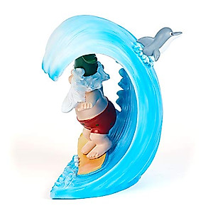 Dawn & Claire Gneptune The Gnarly Gnome Surfer Statue for Garden, Lawn, Yard, Book Shelf, Desk Beach Decoration, Unique Novelty Surfing Gift Idea