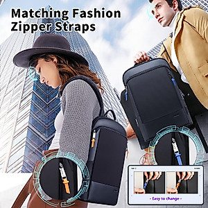 BOPAI Slim Laptop Backpack 15-15.6 inch USB Charging Backpack for Men Water Resistant College Laptop Backpack Office Anti Theft Backpack Smart Computer Backpack Men Black