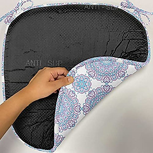 Ambesonne Mandala Chair Seating Cushion, Yoga Cultural Ornaments in Pastel Colors Entangled Lines Flowers, Anti-Slip Seat Padding for Kitchen & Patio, 16"x16", Lilac Blue White