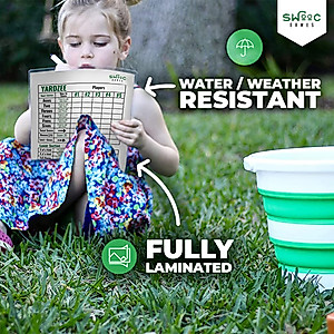 SWOOC Games - 5 Big Dry Erase Yardzee & Farkle Score Cards with 5 Markers (11.5in x 8in) | Large Laminated Reusable Pads & Pens for Giant Dice Games | Jumbo Yardzee Score Card and Farkle Score Sheets