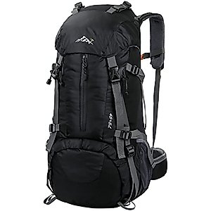 Hiking Backpack, Esup 50L Multipurpose Mountaineering Backpack with rain cover 45l+5l Travel Camping Backpack, Suitable for Climbing Skiing Outdoor Sport(Black-50L)