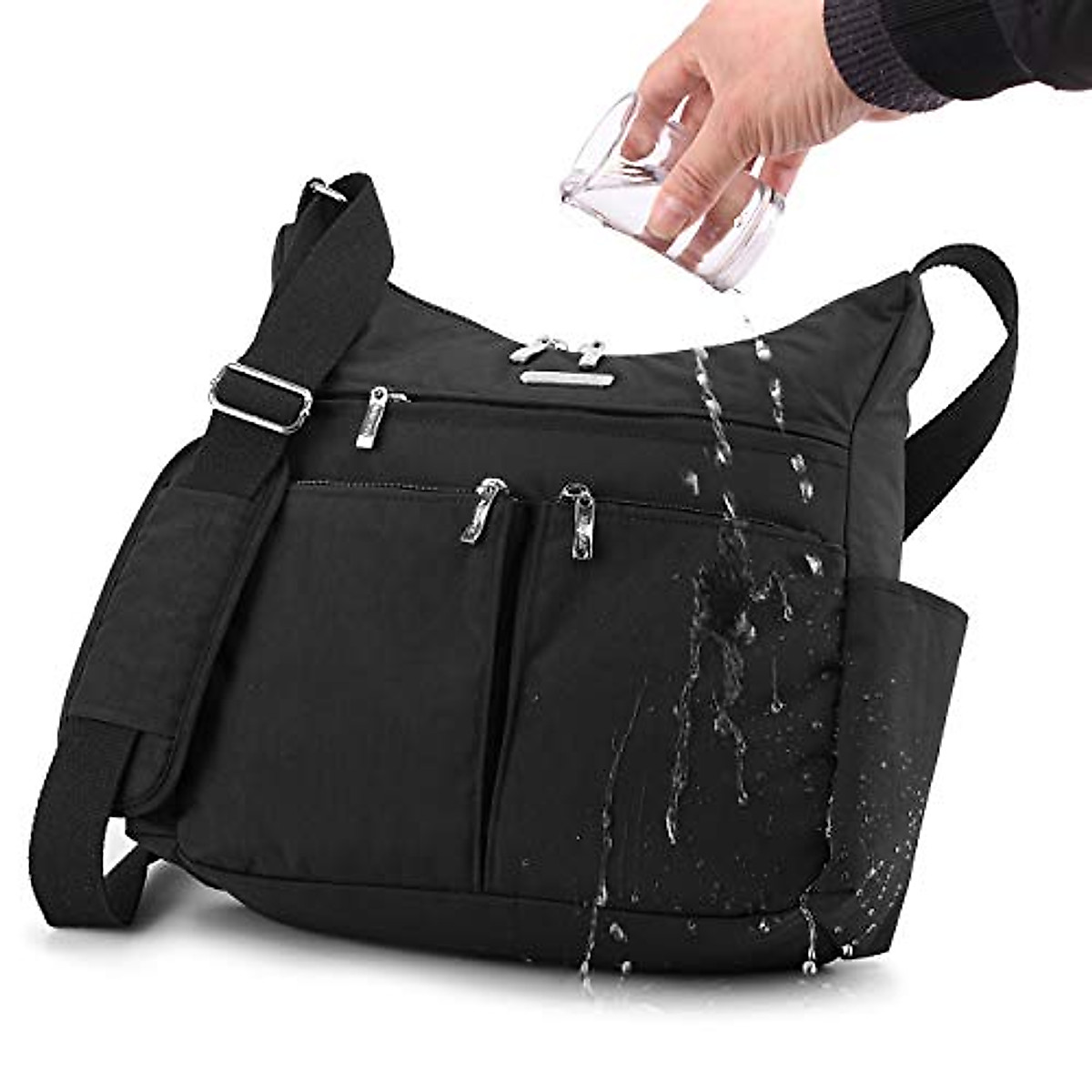 MHCNLL Anti Theft Crossbody Purse,RFID Women Nylon Waterproof Shoulder Bag (black)