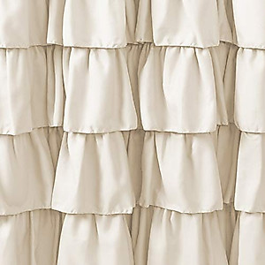 Lush Decor, Ivory Ruffle Shower Curtain | Floral Textured Shabby Chic Farmhouse Style Design, 72 x 72