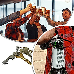 Multifunctional Keychain Bottle Opener Keychain multitool key organizer keychain stainless mini wrench screwdriver tweezers Utility pocket tool for Camping Outdoor Home Pub Beer Lover NOOMIEQCF