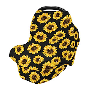 Nursing Cover, Breastfeeding Soft Carseat Canopy Sunflower Multi Use for Baby Car Seat Covers Canopy Shopping Cart Cover Scarf Light Blanket Stroller Cover