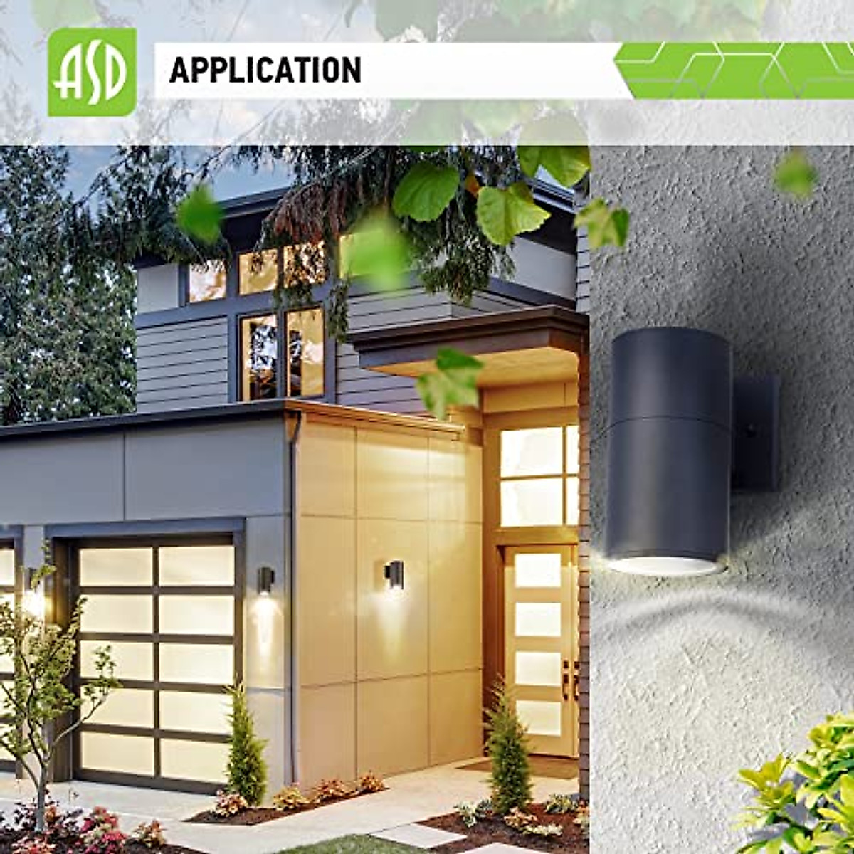 ASD E26 Base Socket Wall Mount Light Fixture | Round Cylinder Sconce | 8 Inch 60W 120V A19 Bulb | Up or Down Lighting, Outdoor Lamp, Decoration Lantern, Waterproof, ETL | Black