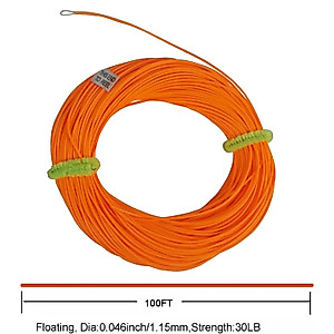 Aventik Floating/Sinking Shooting Line Running Line Fly Fishing Line 100ft with Front Loop 15LB/20LB/30LB (Orange Float 30LB)