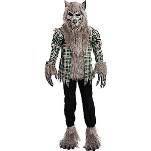 Spooktacular Creations Child Unisex Green Werewolf Costume, Halloween Werewolf Costume with Mask, Gloves and Shoes Cover-M(8-10yr)
