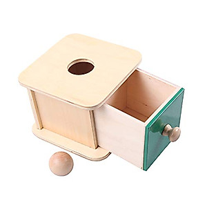 Adena Montessori Wooden Object Permanence Box with Drawer Imbucare Box w/ Ball Montessori Materials