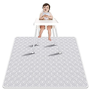 Paw Legend Washable Highchair Splat Floor Mat- Anti-Slip Silicone Spot Splash Mess Mat(53'' X 53'')-Food Catcher Art Craft Leak Proof Mat,Diamond