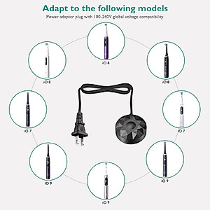 Replacement Charger Base Compatible with Braun Oral B iO Series 7 8 9 Electric Toothbrush, Magnetic Travel Charging Base for Oral-B iO Series 7 Series 8 Series 9 Replacement 3768 Adapter Cord Black