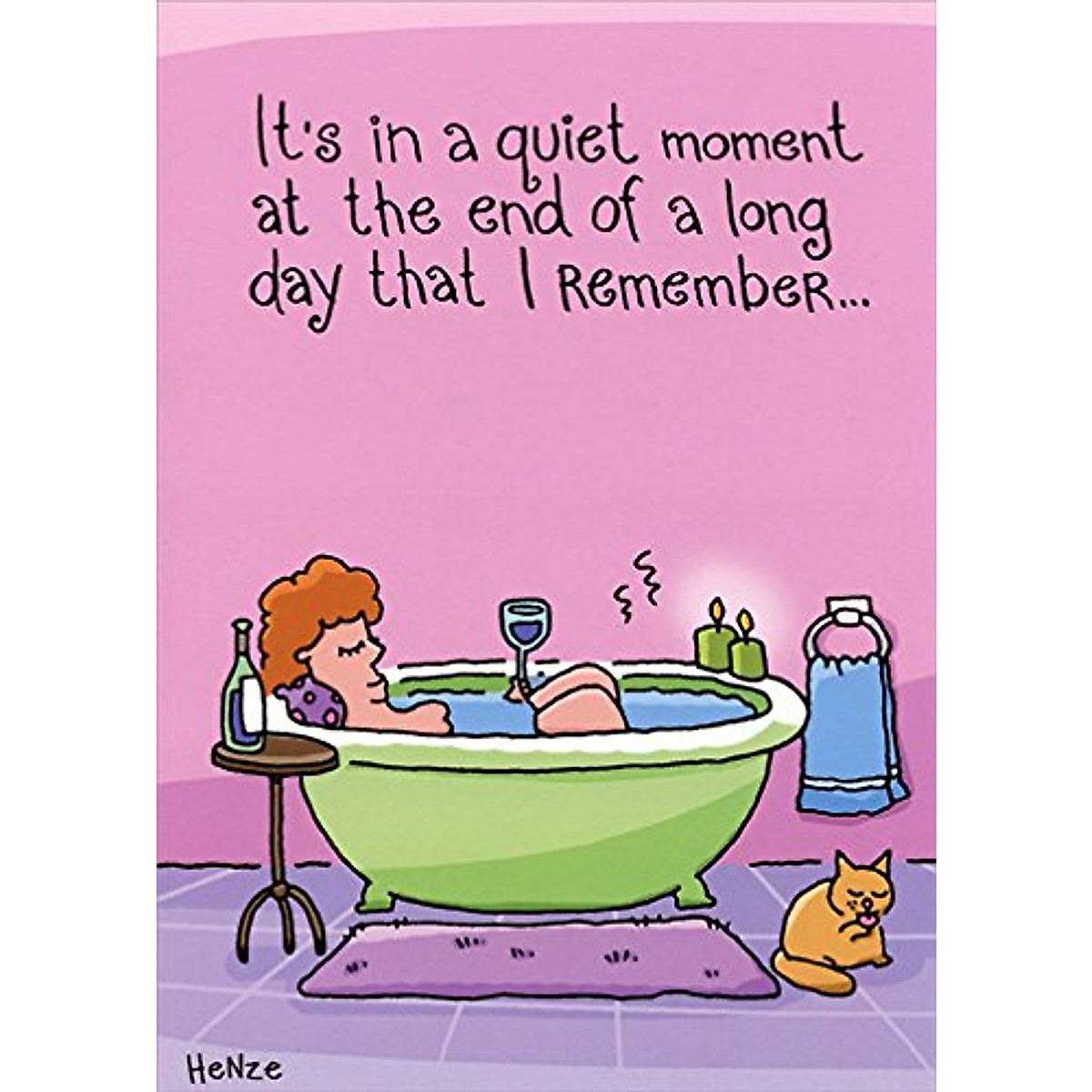 Woman Relaxing In Tub: Belated - Oatmeal Studios Funny Birthday Card