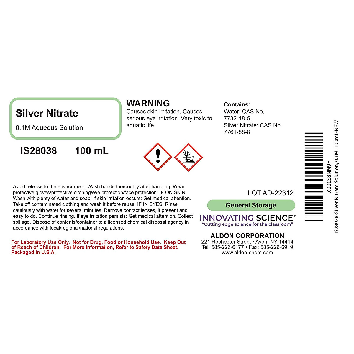 Innovating Science Silver Nitrate Solution, 0.1M, 100mL - The Curated Chemical Collection