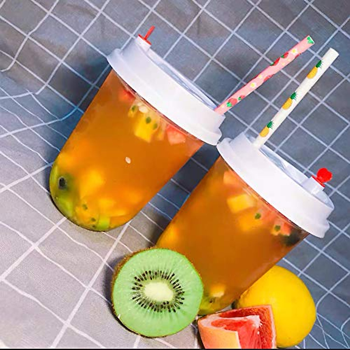 IPALMAY Lemon Patterned Drinking Paper Straws, Disposable Biodegradable, 7.75 Inches, Pack of 100 (Lemon)