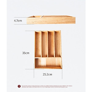 Kitchen Drawer Organizer Acacia Wood/Rubber Wood Flatware and Utensil Organizer Silverware Holder and Kitchen Storage Solution - Drawer Organizers for Kitchen (Acacia Wood, 14''x10'')