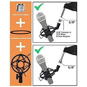 Microphone Shock Mount Mic Holder For Samson Q2U Shure SM58 ATR2100-USB Behringer Xm8500, Mic Clip Holder Mount for Diameter 28mm-32mm Dynamic Microphone Like AT2005-USB Shure PGA48 PGA58, Boseen