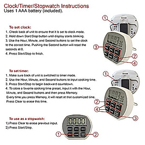 Boone Hearth Digital Food Thermometer/Kitchen Timer/Stopwatch/Clock