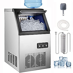 Topdeep Commercial Ice Maker, Under Counter ice Machine 90LBS/24H, Stainless Steel Freestanding Ice Maker Machine 33LBS Storage Capacity Automatic Operation- Ideal for Restaurants, Bars Ice Making