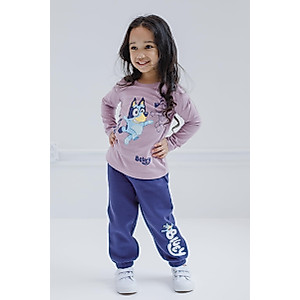 Bluey Little Girls Zip Up T-Shirt and Jogger Fleece Pants 3 Piece Blue/Gray 7-8