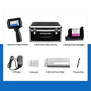 PEKOKO LB100S Portable Hand Jet Handheld TIJ Thermal Inkjet Printer 12.7mm Online QR Bar Batch Date Number Coding Machine for Carton Box,Food Package,Drink Bottle