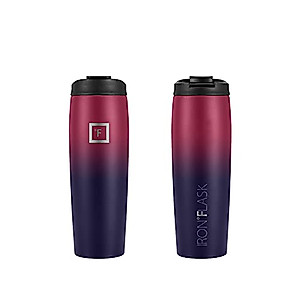IRON °FLASK Nomad Tumbler - 24 Oz, 2 Lids (Straw/Flip), Vacuum Insulated Stainless Steel Bottle, Double Walled, Thermo Coffee Travel Mug, Water Metal Canteen (Dark Rainbow)