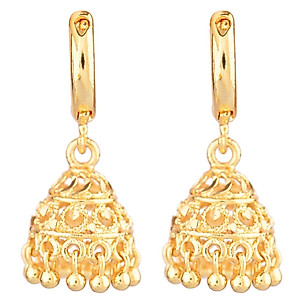 Efulgenz Gold Tone Jhumka Jhumki Hoop Earrings Indian Earrings for Women Traditional Bollywood Jhumka Jhumki Dangle Earrings Set for Women Indian Jewelry for Women Earrings