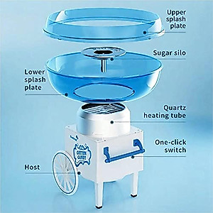 Cotton Candy Machine for Kids, Electric Cotton Candy Maker with Large Food Grade Splash-Proof Plate, Kids Favorite, for Home Birthday Family Party Gift, Includes 20 Bamboo Sticks & Sugar Scoop (Blue)