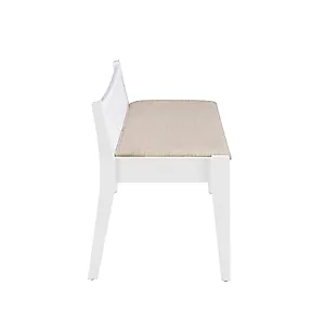 Linon Memphis Wood Cane Bench with Padded Seat in White