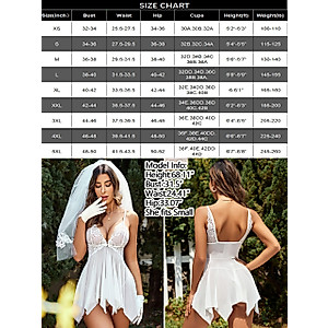 Avidlove Wedding Lingerie for Women Lace Babydoll Strap Chemise Sleepwear Honeymoon Nightwear White