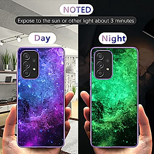 GUAGUA Compatible with Samsung Galaxy A53 5G Case 6.5 Inch Glow in The Dark Noctilucent Luminous Space Nebula Slim Fit Cover Protective Anti Scratch Cases for Galaxy A53, Blue Nebula
