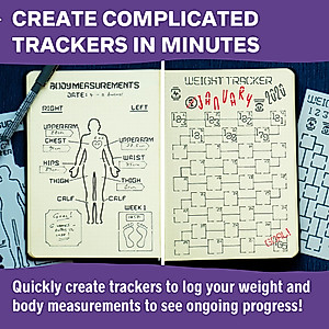 Health and Fitness Journal Stencil Set - Custom-Designed Supplies for Bullet Dot Journal Workout Planners with DIY Templates to Track Habits, Exercise, Weight and Meal Planning by Sunny Streak