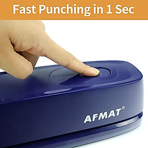 Electric 3 Hole Punch, AFMAT 3 Hole Punch Heavy Duty, 20-Sheet Punch Capacity, AC or Battery Operated Paper Puncher, Effortless Punching, Long Lasting Paper Punch for Office School Studio, Blue