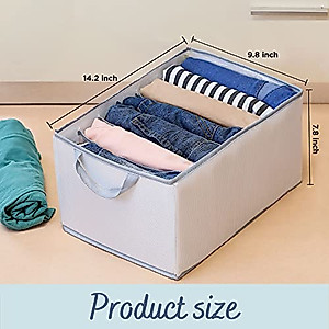 7 Grids Wardrobe Clothes Organizer, 2 Pcs Foldable Thin Jeans Drawer Organizers for Folded Clothes, Clothes Storage Organizer, Closet Drawer Storage Box Mesh for Pants, Shirt, Skirt, Leggings