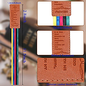 Lunpliran Bible Bookmark Christian Leather Bookmark with Inspirational Verse Christmas Christian Gifts Church Gifts for Men Women, 7 Pieces