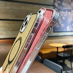 SKYLMW Cute Glitter Case for iPhone 11 6.1" Protective Luxury Magnetic iPhone 11 Case Compatible with Magsafe for Women Girls, [2Pcs Screen Protectors], Gold