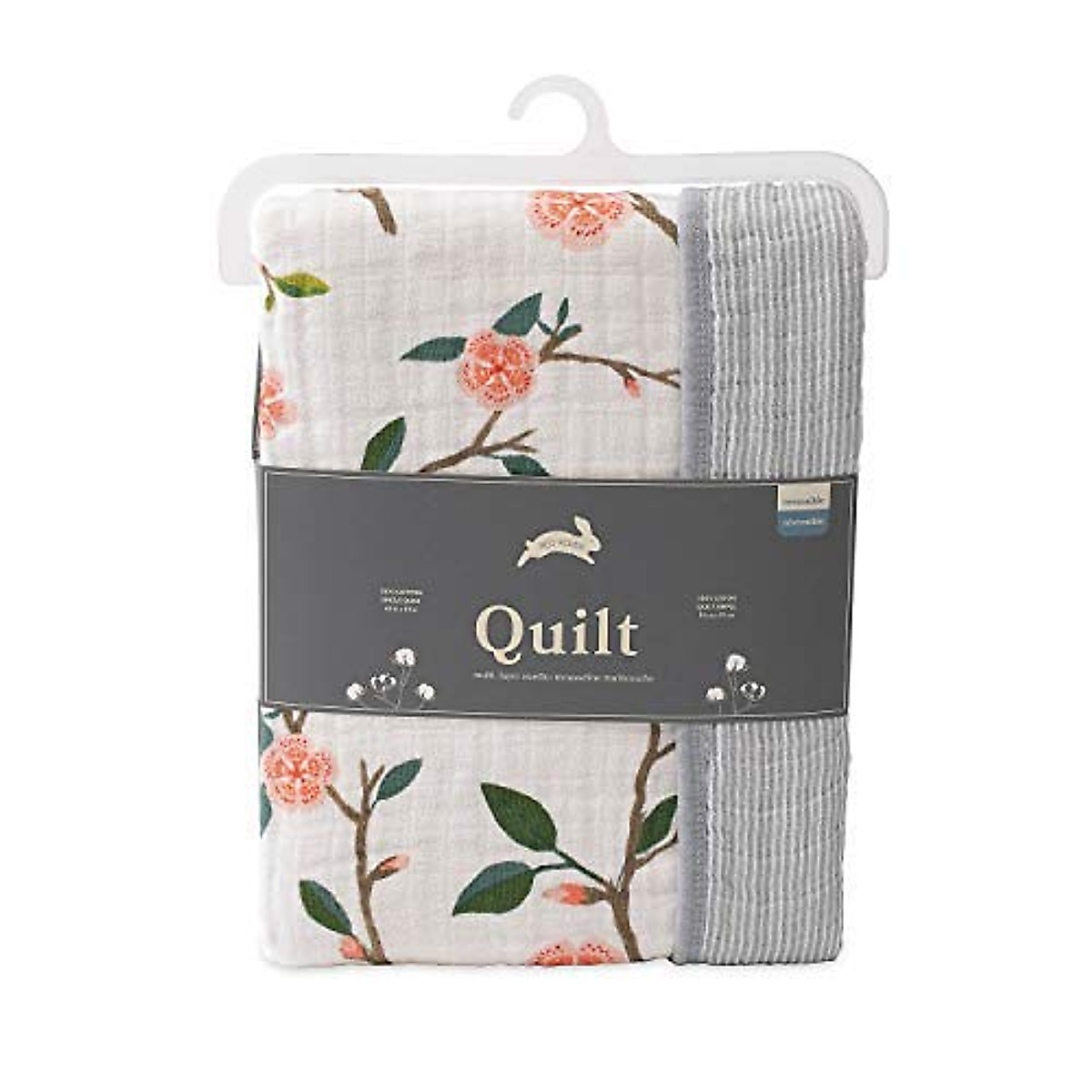 Red Rover Kids Cotton Muslin Quilt – 44” x 44”- 100% Cotton – Machine Washable – Softer with Every Wash – Playful Designs - Lightweight, Breathable Layers – Unisex (Peach Blossom)