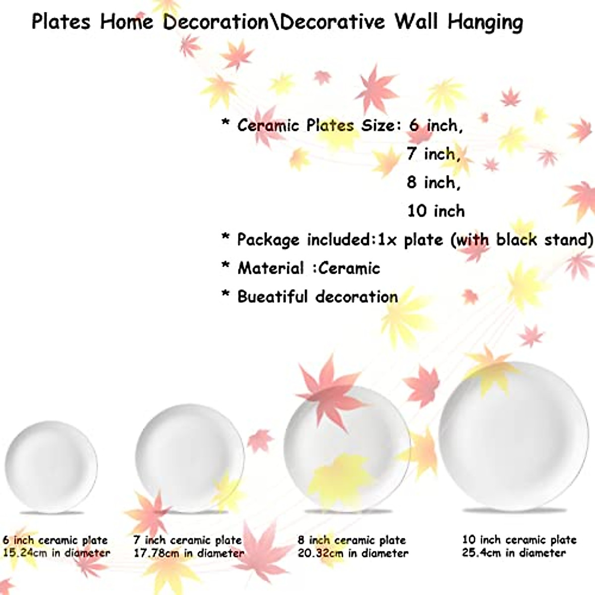 White and Gold Painting Decorative Plate Festival Gift Round Ceramic Plate for Living Room Bedroom Hallway Console Side Table Decor - 7 inches