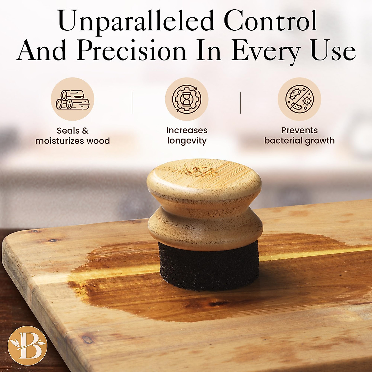 Cutting Board Oil Applicator - Brush for Applying Mineral Oil, Wax, and Wood Oil on Cutting Boards, Butcher Blocks, Bamboo, and Wooden Utensils - Oil Applicator for Sealing Maintaining Wood Surfaces