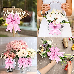 5 Rolls 30 Yards Floral Wired Edge Ribbon 2.5'' Pink Rose Flowers Printed Decorative Ribbon for Gift Wrapping Hair Bow Wreath Making for Wedding Valentine's Day Crafts Supplies